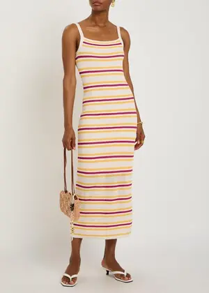 Simkhai Connelly Striped Open-knit Midi Dress