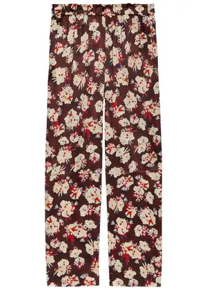 Rabanne Floral-print Wide-leg Silk Trousers - Multicoloured