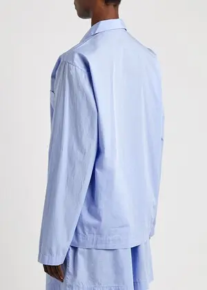 TEKLA Striped Poplin Pyjama Top - Light Blue