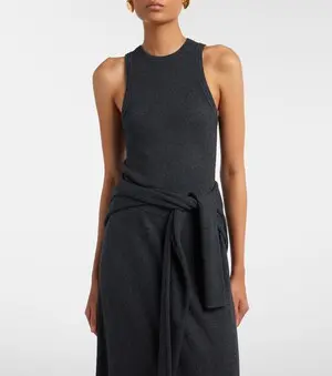 LISA YANG Amya Ribbed-knit Cotton And Cashmere Tank Top - Grey