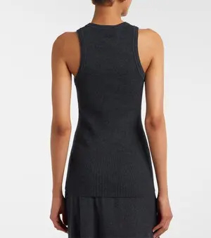 LISA YANG Amya Ribbed-knit Cotton And Cashmere Tank Top - Grey