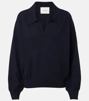 LISA YANG Katriel Cashmere Polo Sweater - Blue