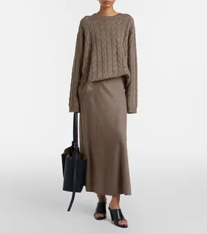 LISA YANG Cashmere Midi Skirt - Grey