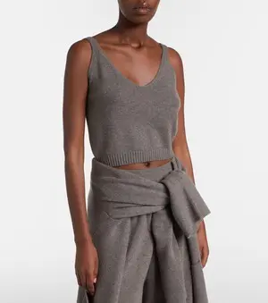 LISA YANG Violia Cashmere Crop Top - Grey