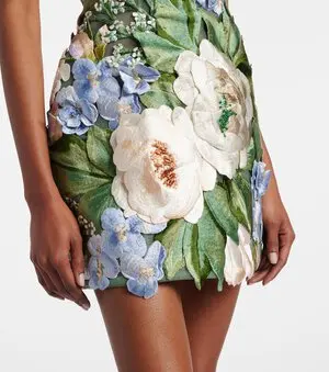LEO LIN Roselle Floral-appliqué Mini Dress
