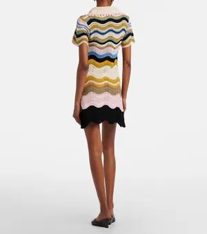La DoubleJ Chevron Crochet Cotton Polo Dress