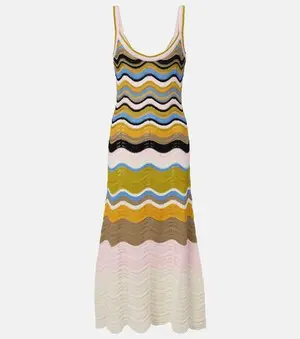 La DoubleJ Chevron Crochet Cotton Midi Dress