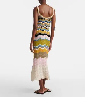 La DoubleJ Chevron Crochet Cotton Midi Dress