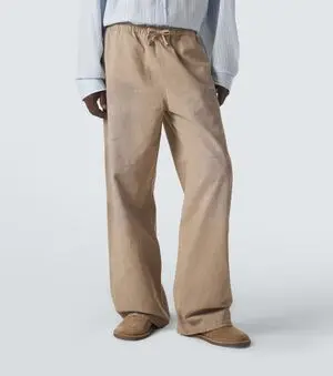 Acne Studios Cotton Twill Wide-leg Pants - Beige
