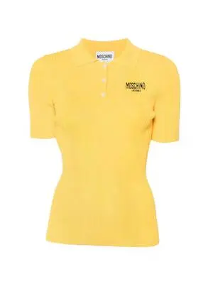 Moschino Ribbed-knit Logo-embroidered Polo Shirt - Yellow