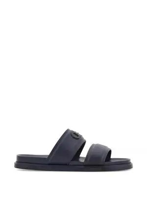 FERRAGAMO Gancini Calfskin Slides - Blue