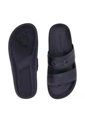FERRAGAMO Gancini Calfskin Slides - Blue