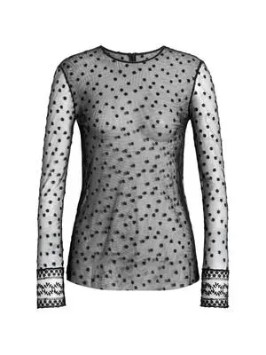 Alberta Ferretti Polka Dot Sheer Mesh Top
