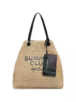 Lola Casademunt Sequin-embellished Raffia Tote Bag - Brown