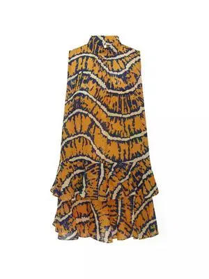 ALEMAIS Alemas Tiered-ruffle Abstract-print Mini Dress - Orange