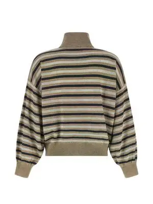 Brunello Cucinelli Striped Lamé-knit Sweater - Neutrals