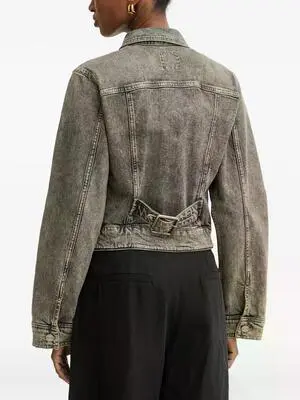 Pinko Acid-wash Buckle Detail Denim Jacket