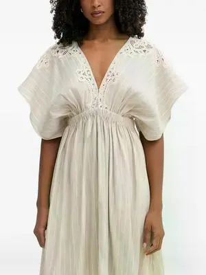 TWINSET Lace-trimmed Striped Mini Dress - Neutrals