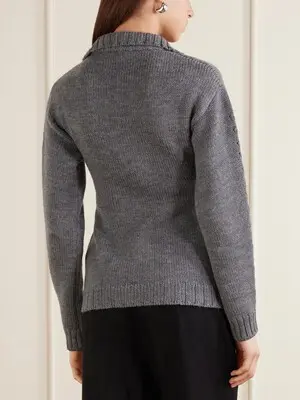 JIL SANDER Ribbed-knit Wool Half-zip Turtleneck Sweater - Gray