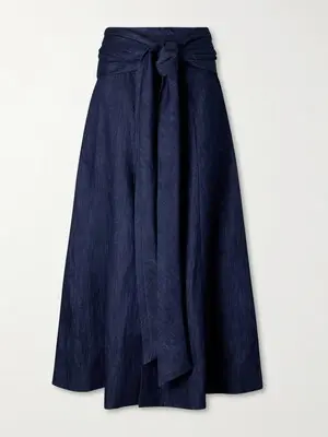 Gabriela Hearst Zivan Cotton And Linen-blend Maxi Skirt - Blue