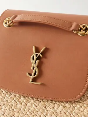 Saint Laurent Raffia Tote With Leather Trim And Gold-tone Hardware - Multi