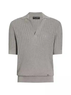 Dolce & Gabbana Silk Polo Shirt - Grey
