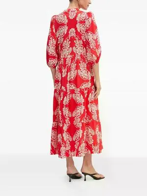 Lola Casademunt Damask Print V-neck Midi Dress