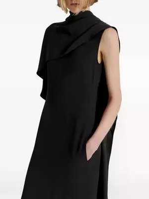 Alberta Ferretti Crepe Maxi Dress With Cape Overlay
