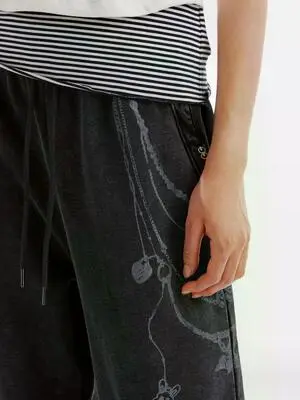 MINI CREAM Graphic Print Wide-leg Track Pants