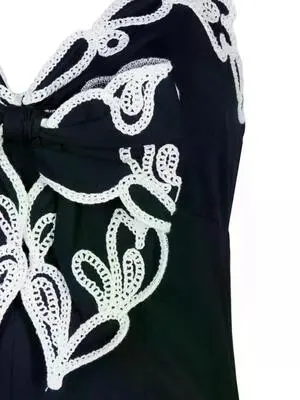 Cinq À Sept Paisley Bloom Embroidered Midi Dress - Blue