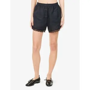 GANNI Lace Hem Linen Shorts