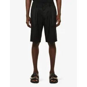Nn07 Nn.07 Pleated Linen Shorts - Black