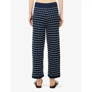 EMELLO Cropped Wide-leg Cotton-knit Trousers With Pointelle Stripes