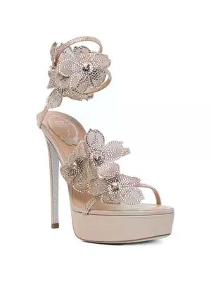 Rene Caovilla 130mm Crystal-embellished Floral Platform Sandals