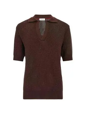 FERRAGAMO Short-sleeve Knitted Polo - Brown