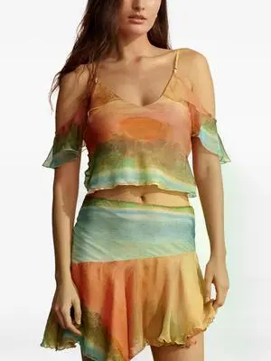 DONDE ESTEBAN Formentera Silk Landscape Print Top