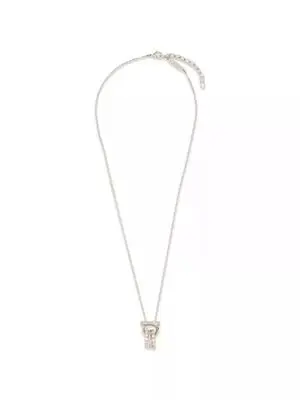 FERRAGAMO Gancini Pendant Necklace With Crystal Rings - Silver