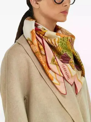 FERRAGAMO Parrots-print Silk Scarf - Neutrals