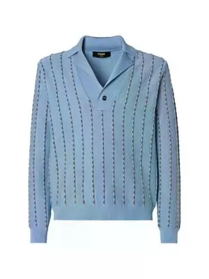 Fendi Vertical Stripe Knit Polo Sweater