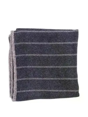 Brunello Cucinelli Pinstriped Silk Pocket Square Blue