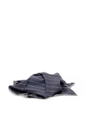Brunello Cucinelli Pinstriped Silk Pocket Square - Blue