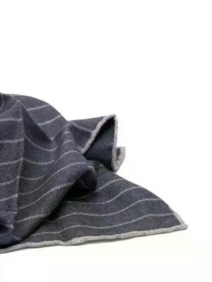 Brunello Cucinelli Pinstriped Silk Pocket Square - Blue