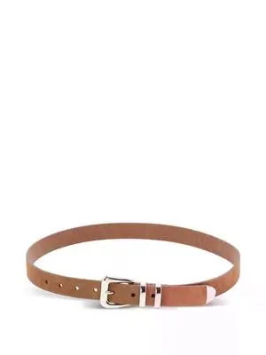 Brunello Cucinelli Suede Belt With Silver-tone Hardware - Brown