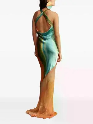 DONDE ESTEBAN Formentera Landscape-print Maxi Dress