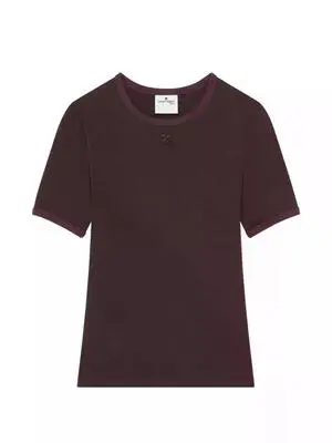 COURREGES Contrast Trim Logo Patch T-shirt - Brown