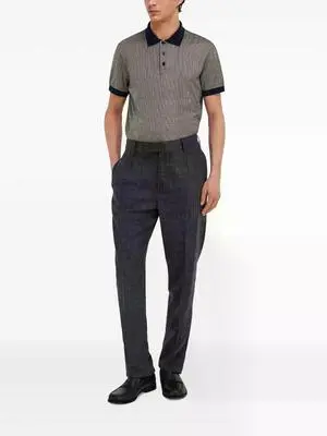 FERRAGAMO Short-sleeve Micro-check Polo - Neutrals