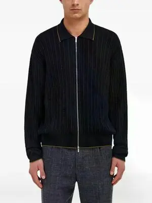 FERRAGAMO Cotton And Silk Blend Cable Knit Zip Cardigan