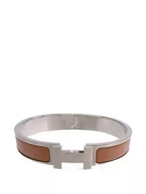 Hermès Enamel H-shaped Turn-lock Bracelet - Silver