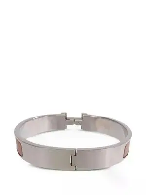 Hermès Enamel H-shaped Turn-lock Bracelet - Silver