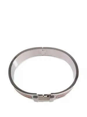Hermès Enamel H-shaped Turn-lock Bracelet - Silver